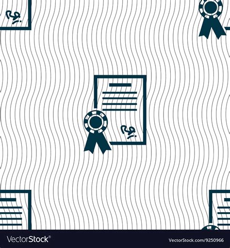 Certificate Diploma Icon Sign Seamless Pattern Vector Image