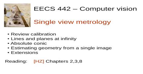 pdf eecs 442 computer vision single view · pdf fileeecs 442 computer vision single view