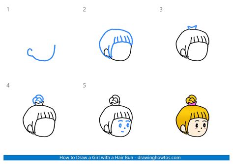 How To Draw A Girl With A Hair Bun Step By Step Easy Drawing Guides Drawing Howtos