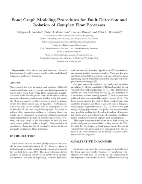 Pdf Bond Graph Modeling Procedures For Fault Detection And Isolation