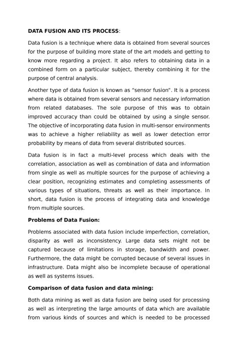 Data Fusion Insights DATA FUSION AND ITS PROCESS Data Fusion Is A Technique Where Data Is