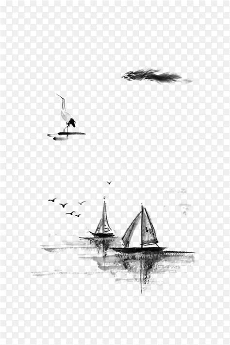 中国风水墨文化素材小舟白鹭png图片素材下载 图片编号7467932 Png素材网