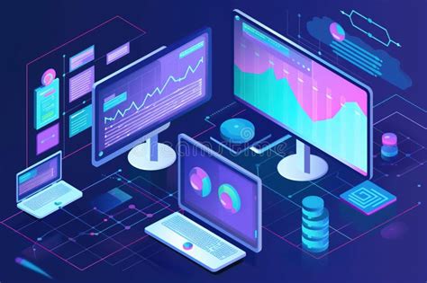 A Computer Monitor And A Laptop On A Table Ai Generative Image Stock Illustration