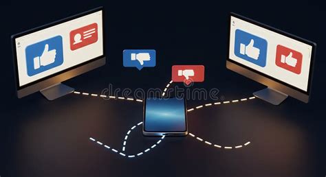 Social Media Interaction Concept Showing Feedback Across Multiple