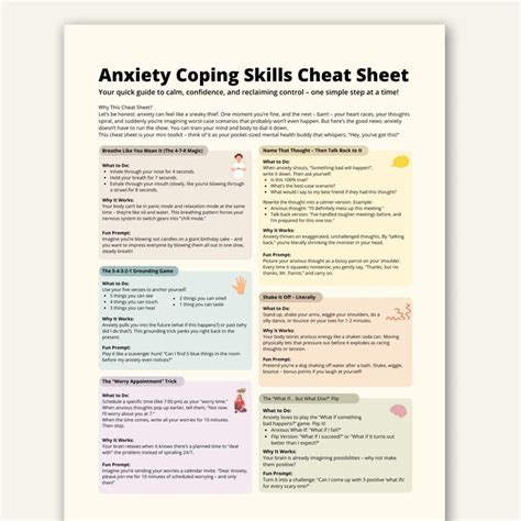 Anxiety Coping Printables Etsy