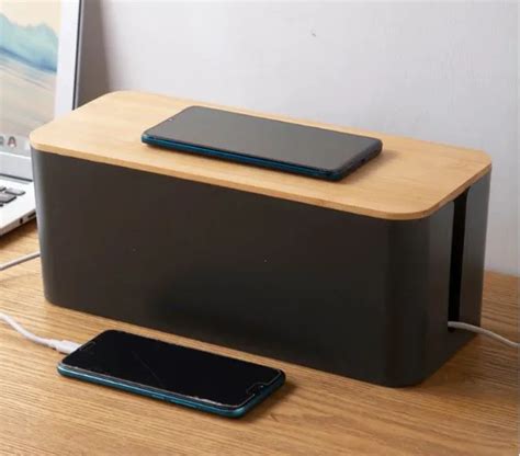 Wooden Cable Management Storage Box Cable Organizer Wire Storage Box Wire Organizer Kotak Simpan