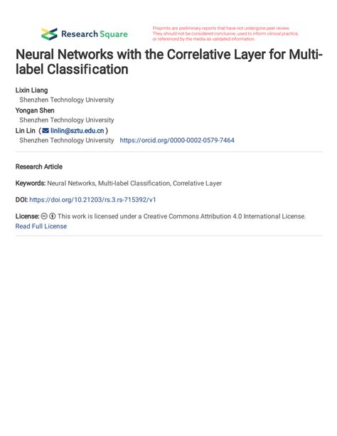 Pdf Neural Networks With The Correlative Layer For Multi Label