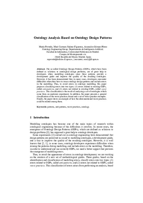 Pdf Ontology Analysis Based On Ontology Design Patterns