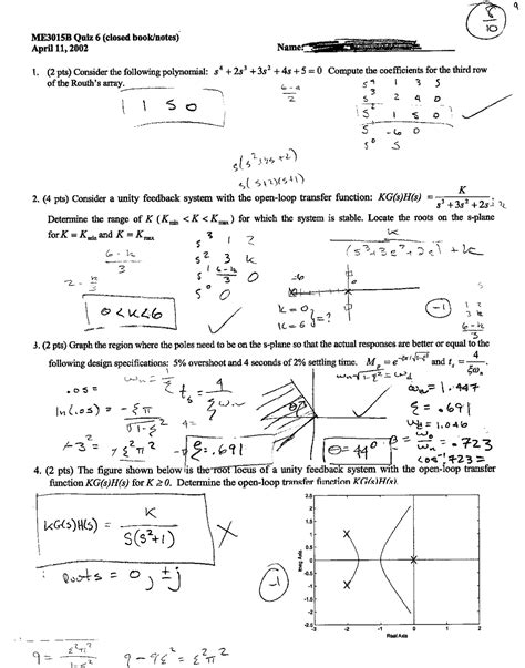 quiz 6 with solution for system dynamics and control me 3015 docsity