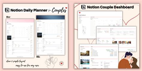 Notion Template Notion Couple Planner Notion Couple Dashboard All In One Dashboard Notion Daily