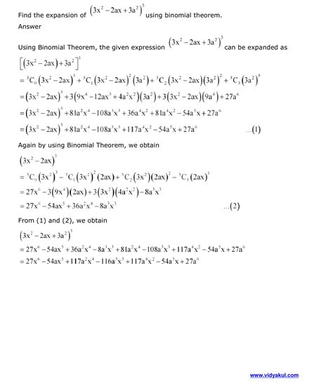 Class 11th Math Binomial Theorem Ncert Solution Cbse 2023