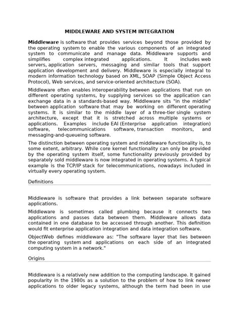 Lesson3a Intersystem Communication Middleware And Integration Pdf