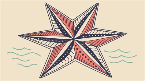 Stylized Compass Rose Over Abstract Ocean Waves Vector Design Generative Ai Stock Vector