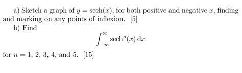 Solved A ﻿sketch A Graph Of Ysechx ﻿for Both Positive