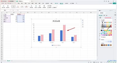 Excel图表如何更改柱子颜色？ Wps Excel图表更改柱子颜色的方法 极光下载站