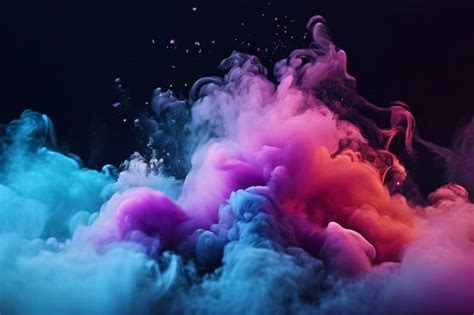 Premium Photo Vibrant Smoke Composition Colorful Dust Clouds With Mirror Effect Background