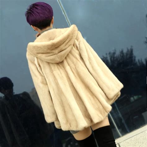 진품 밍크 모피 코트 후드 웨이브 밍크 전체 모피 벨벳 자켓 여성용 밍크 모피 외투 겨울 겉옷 Mink Coats Mink Hoodhood Skin Aliexpress