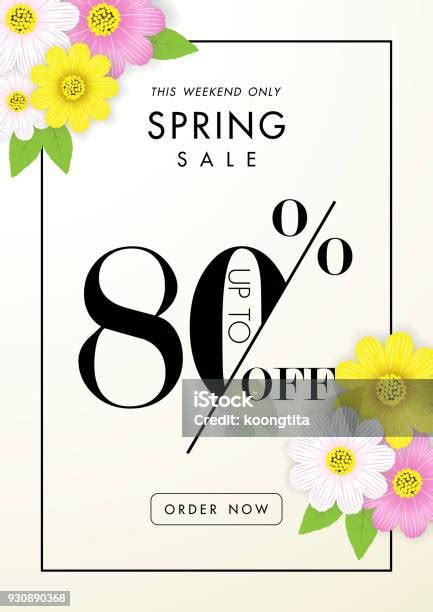 봄 아름 다운 꽃 오프 80 벡터 일러스트 레이 션 템플릿 배너 판매 배경 벽지 초대장 포스터 브로셔 쿠폰 할인 개성 개념에 대한 스톡 벡터 아트 및 기타 이미지 Istock