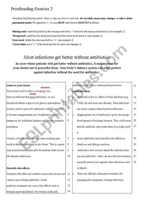 Proofreading Exercise 2 Key Esl Worksheet By Lululiu