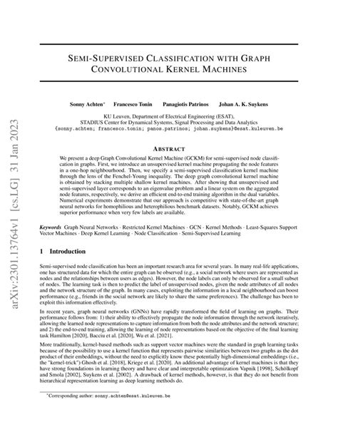 semi supervised classification with graph convolutional kernel machines
