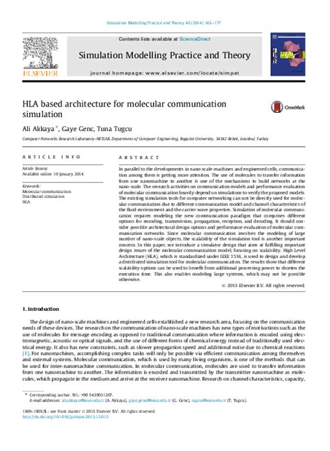 Pdf Hla Based Architecture For Molecular Communication Simulation
