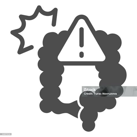 통증과 창자 문제 단단한 아이콘 사무실 증후군 개념 통증 창 자 문제 벡터 흰색 배경에 기호 모바일 개념 및 웹 디자인에 대 한