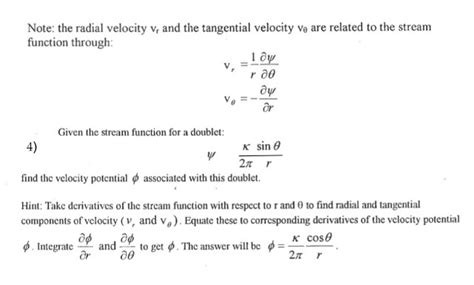 solved given the stream function for a doublet psi k sin
