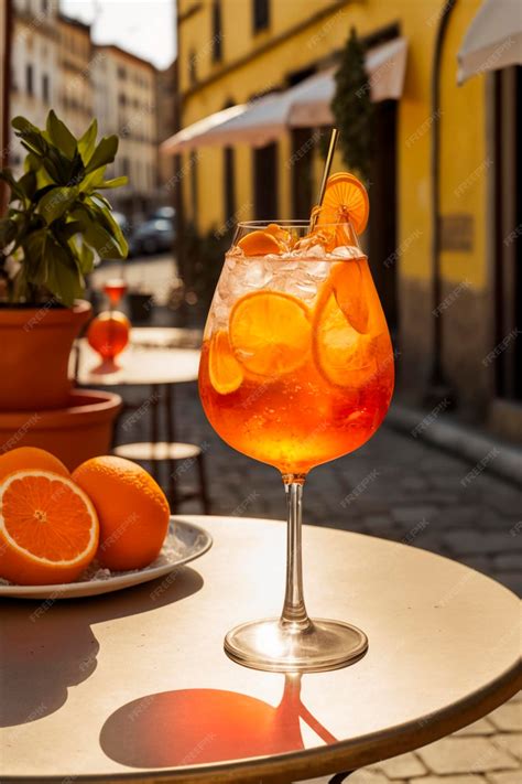 Premium Photo Chilled Aperol Cocktail On A Table In A Cafe On The