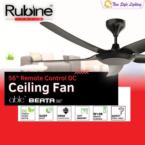 Rubine Able Acf Beata56 5b 56 Black Dc Motor 5 Blade 18 Speed Reverse Sirim Remote Control