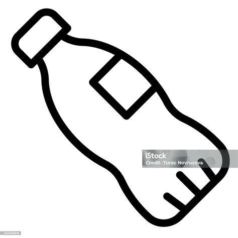 플라스틱 병 라인 아이콘입니다 액체 및 물 포장 제로 웨이스트 디자인 컨셉 흰색 사용에 대한 개요 스타일 픽토그램 및 앱 Eps