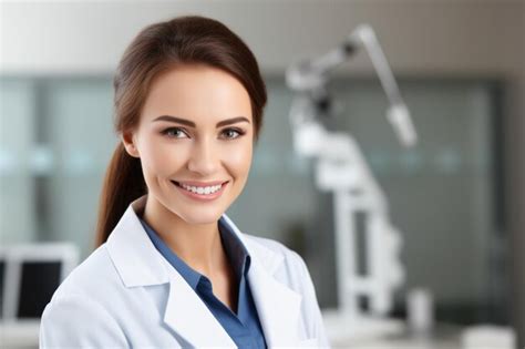 Premium Ai Image Portrait Of Nice Girl Ophthalmologist Doctor On The