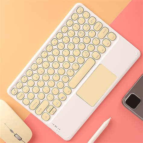 Bluetooth Keyboard Round Cap Keyboard Portable Bt Wireless Keyboard With Touchpad For Android Pc