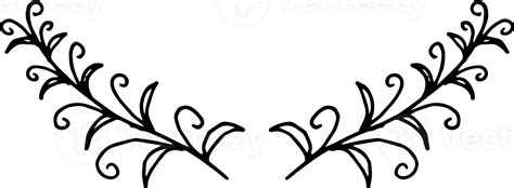 Laurels Leaves Curve Hand Drawn Leaf Line Art 27150811 Png