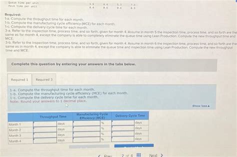 Solved Required 1 A Compute The Throughput Time For Each