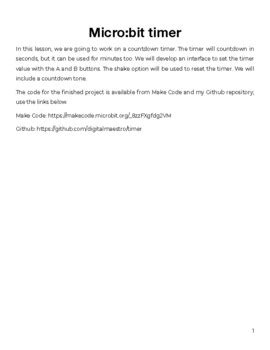 Micro Bit Timer By Digital Maestro Instructional Materials TPT