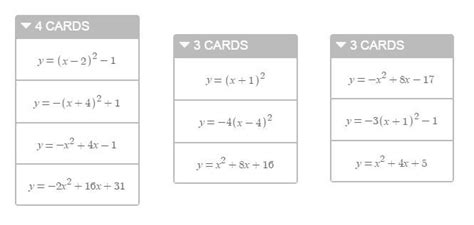 Quadratic Equations Card Sort • Activity Builder By Desmos Quadratics Theorems Quadratic
