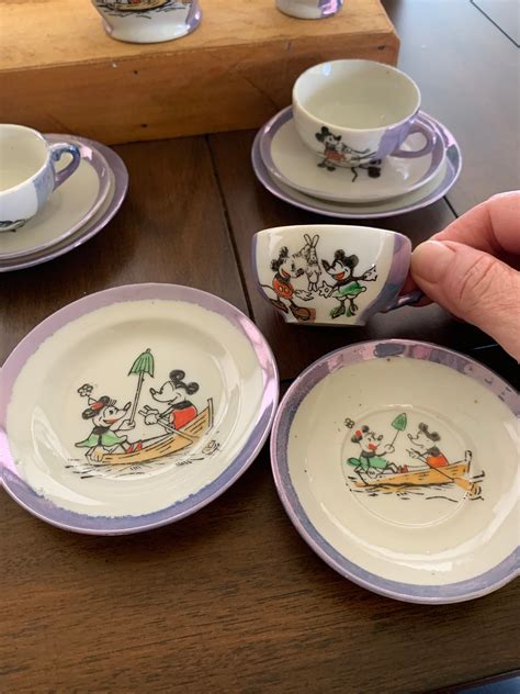 Mickey Mouse Blue Luster Tea Set 17 Piece 1930s Etsy