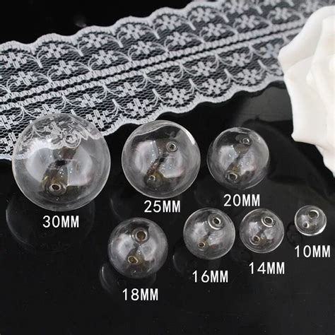 50pcs 18mm Diy Hollow Glass Ball With Double Hole Grandado
