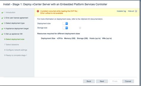 Vcsa 65 A Problem Occurred While Reading The Ovf File Error Ovftool Is Not Available On Mac
