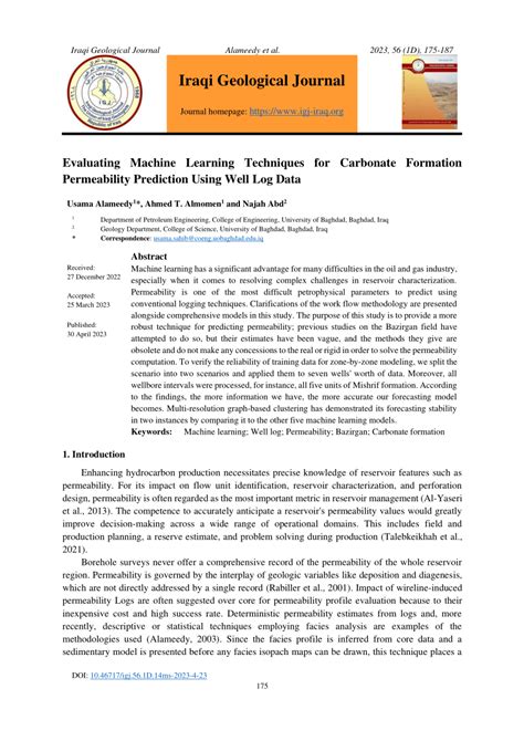 Pdf Evaluating Machine Learning Techniques For Carbonate Formation Permeability Prediction