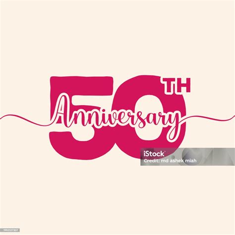 50 주년 기념 로고 디자인 핑크 컬러 50 주년 기념 배지 회사 또는 비즈니스 생일을 축하하기 위한 기호 및 기호 50 년 희년 파티 축하 배너 포스터 인사말 카드 50에