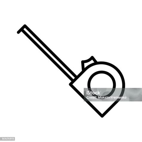 측정 테이프 아이콘입니다 흰색 배경에 고립 된 픽토그램 긴에 대한 스톡 벡터 아트 및 기타 이미지 긴 아이콘 줄자