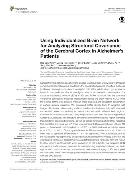 Pdf Using Individualized Brain Network For Analyzing Structural