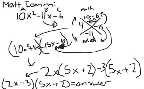 Factoring An Equation Using X Method Method Factors Equation