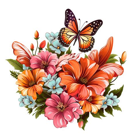Flowers Butterfly Clipart Nursery Art Card Making Clip Etsy
