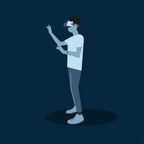 Premium Vector A Man Is Wearing A Virtual Reality Flat Art Design In