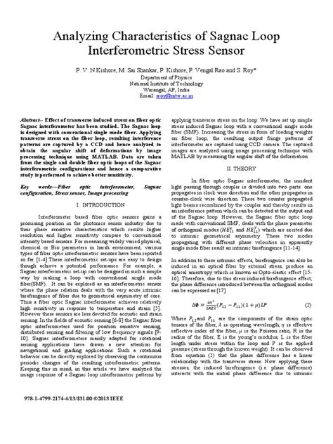 Analyzing Characteristics Of Sagnac Loop Interferometric Stress Sensor Pdf Interferometry