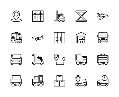 Premium Vector Logistics And Cargo Transportation Vector Linear Icons Set Logistics Icons Air