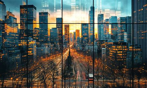 Cityscape At Sunrise Through A Window Stock Footage Video Of Urban