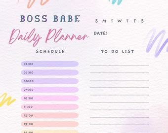 Boss Babe Pink Daily Planner DIGITAL DOWNLOAD Etsy